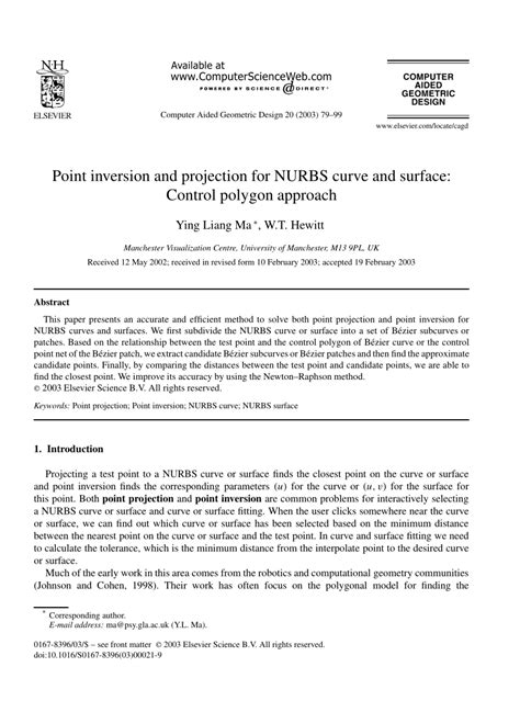 Pdf Point Inversion And Projection For Nurbs Curve Control Polygon