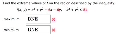Solved Find The Extreme Values Of F On The Region Described