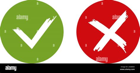 Check Mark And Cross Icon Isolated Symbol Green And Red Colored