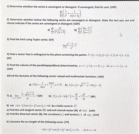 Solved 1 Determine Whether The Series Is Convergent Or Chegg