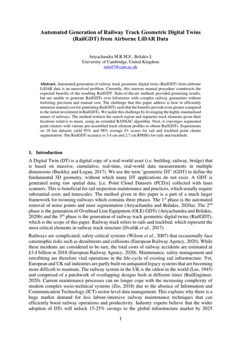 Pdf Automated Generation Of Railway Track Geometric Digital Twins