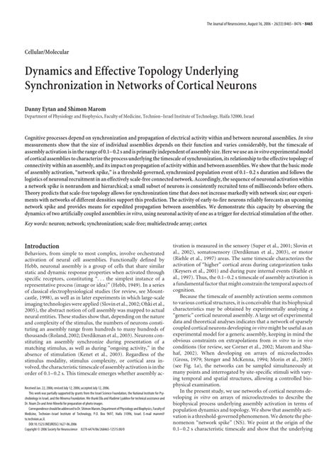 Pdf Dynamics And Effective Topology Underlying Synchronization In Networks Of Cortical Neurons