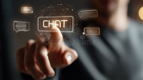 A Chat With Ai Or Artificial Intelligence Technology Man Touching