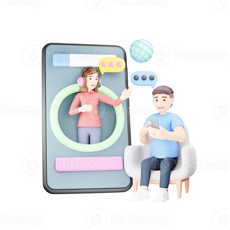 3d Character Illustration Boy Using Language Translator App 37470048 Png