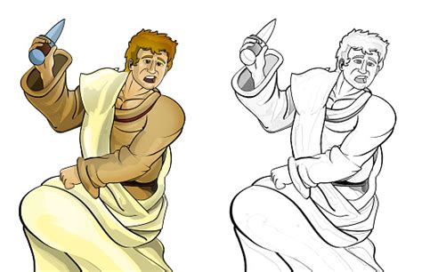 흰색 배경에 로마 또는 그리스 고대 캐릭터 전사 또는 검투사만화 스케치 장면 일러스트 검투사에 대한 스톡 벡터 아트 및 기타 이미지 검투사 고대의 고풍스런 Istock