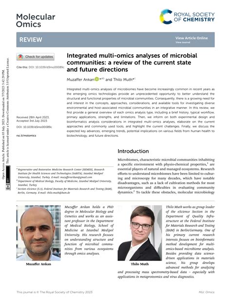 Pdf Integrated Multi Omics Analyses Of Microbial Communities A