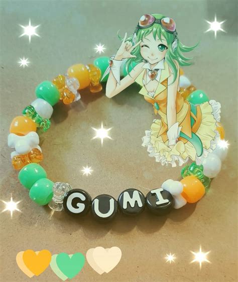 Kandi Beaded Gumi Bracelet With Heart Design