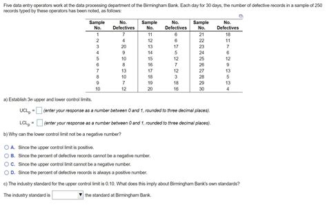 Solved Five Data Entry Operators Work At The Data Processing