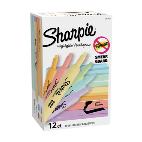 Sharpie Tank Highlighters Mild Pastel Colors Assorted Chisel Tip Pack Of 12