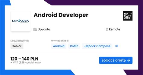 Praca Android Developer Mobile Upvanta Zdalnie No Fluff Jobs