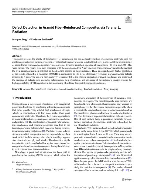 Pdf Defect Detection In Aramid Fiber Reinforced Composites Via