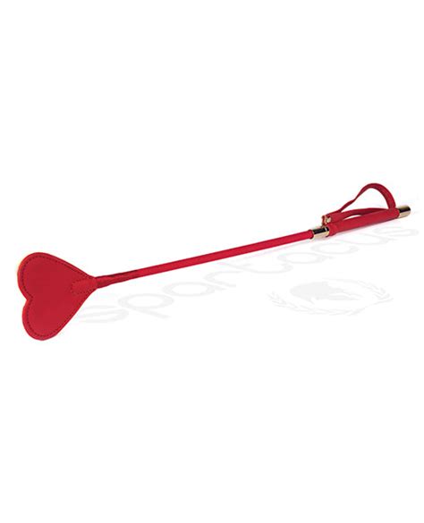 Spartacus Pu Riding Crop W Plush Heart Shape Tip Red