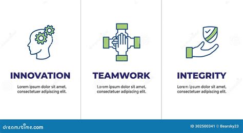 Core Values Icon Set Web Header Banner Showing Icons Of Core Values Stock Vector