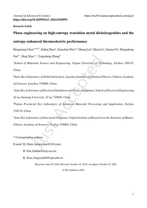Pdf Phase Engineering On High Entropy Transition Metal Dichalcogenides And The Entropy