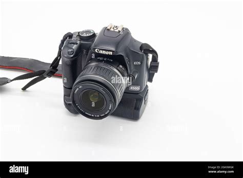 Canon D Dslr Camera With Battery Pack Stock Photo Alamy