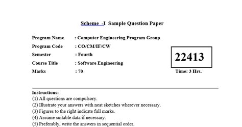 22413 Sample Question Paper Software Engineering I Scheme 4th