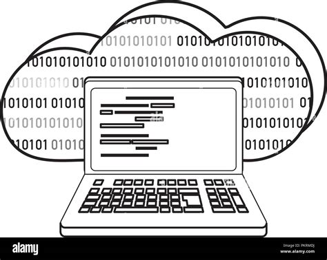Outline Data Cloud And Lapto With Programming Code Stock Vector Image