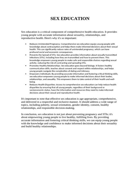 Sex Education Pdf Sex Education Human Sexuality