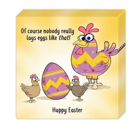 Pack Of 10 Funny Easter Cards Easter Hen Design Humour Easter Cards