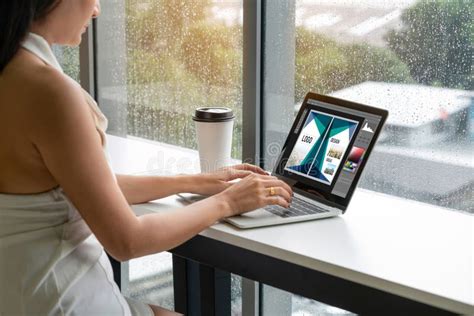 Graphic Designer Software For Modern Design Of Web Page And Commercial Ads Stock Image Image