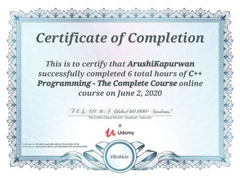Arushi Kapurwan On Linkedin Udemy Programming C Certificate Geeksforgeeks
