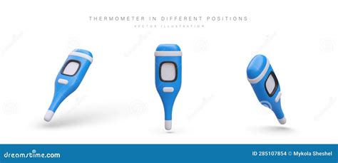 Realistic Electronic Thermometer In Different Positions Stock Vector Illustration Of Modern