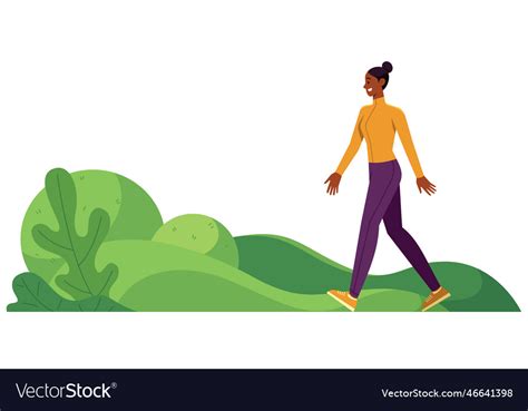 Black Woman Walking In Park Royalty Free Vector Image