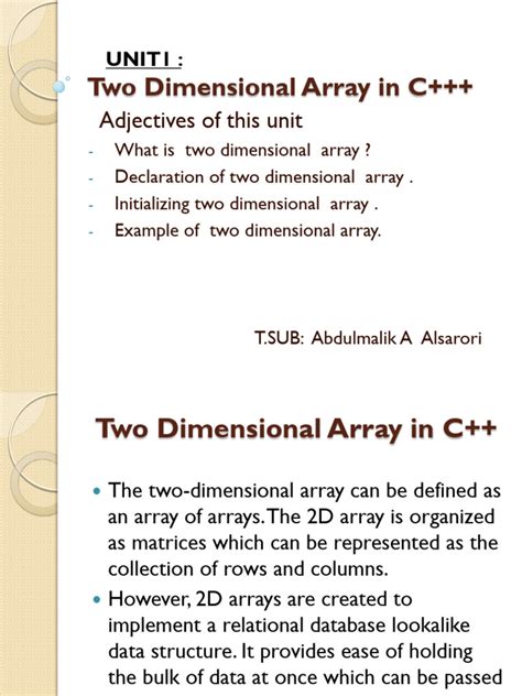 Two Dimensoinal Array Pdf Matrix Mathematics Data Management
