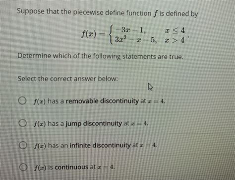 Solved Suppose That The Piecewise Define Function F Is