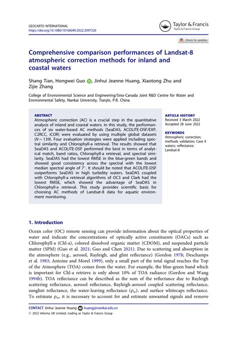 Pdf Comprehensive Comparison Performances Of Landsat 8 Atmospheric