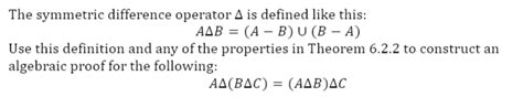 Solved The Symmetric Difference Operator A Is Defined Like
