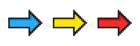 Set Of Pixel Arrows Collection Of Colored Cursors 8 Bit Pointers Vector Illustration Stock