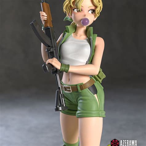 3d Printable Blond Commando Girl By Azerama
