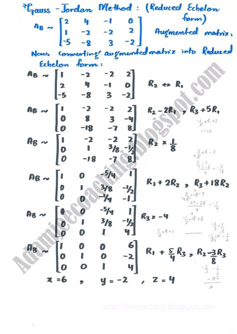 Adamjee Coaching Matrices And Determinants Review Exercise Mathematics 11th
