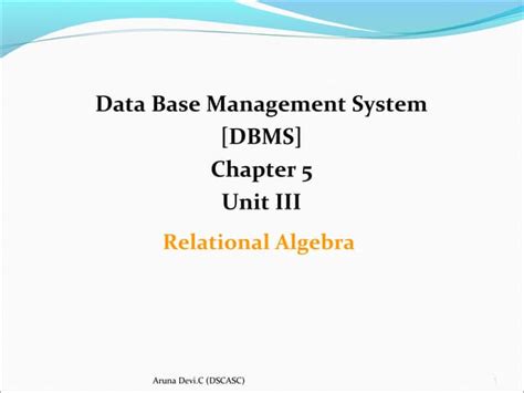 Dbms Ii Mca Ch5 Ch6 Relational Algebra 2013 Ppt Databases