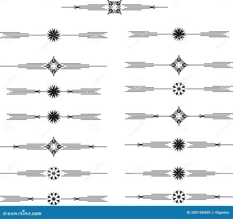 Decorative Delimiter Separator Text And Graphic Element Lines For