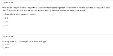 Solved Question 1 Array A Is An Array Of Doubles Array With