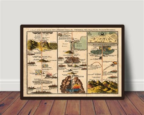 The Pilgrims Progress Map 1821 Print A Plan Of The Road From The City