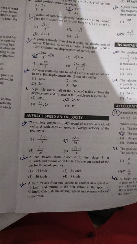 Average Speed And Velocity 6 An Athlete Completes 34th Round Of A Cir