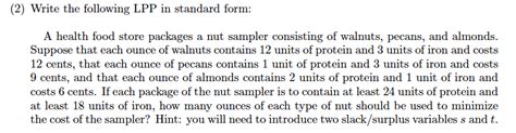 Solved 2 Write The Following LPP In Standard Form A Chegg Com