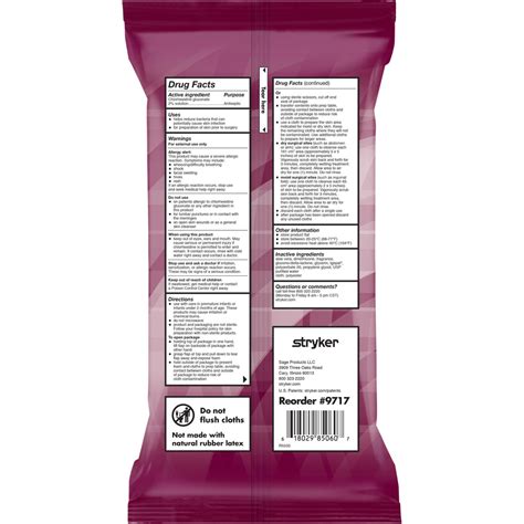 Sage 2 Chlorhexidine Gluconate Chg Cloths 6pk Stryker Home Care