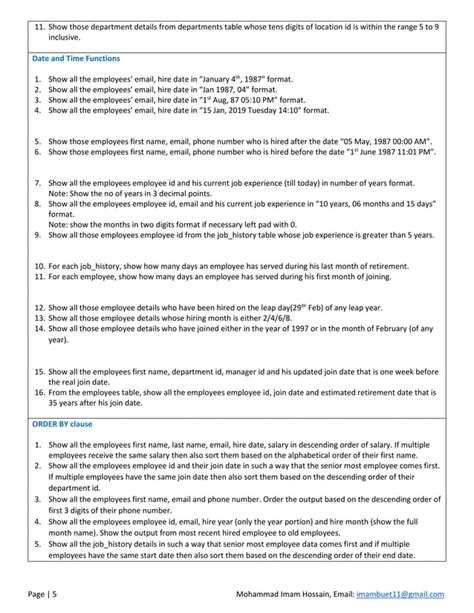 Dbms 5 Mysql Practice List Hr Schema Pdf Databases Computer Software And Applications