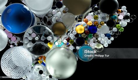 흰색 세라믹 플라스틱 유리와 노란색과 파란색 매트 알루미늄 금속 소재의 모자이크 그리드 패턴의 초현실적 인 장식 볼 구거품 또는 풍선과 추상 미술 3d 배경의 3d 렌더링