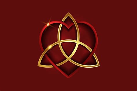 Nudo De Amor Celta Forma De Corazón Rojo Entrelazado Y Triquetra