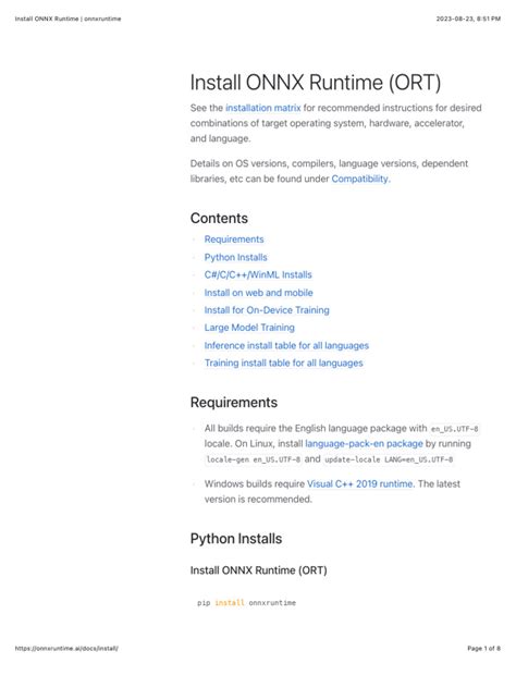Install Onnx Runtime Onnxruntime Pdf Runtime System Computing
