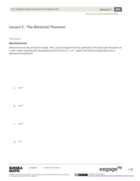 Lesson The Binomial Theorem