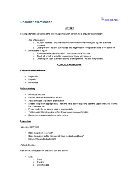 Shoulder Examination Anatomical Terms Of Motion Shoulder
