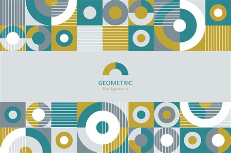 추상적인 평면 기하학적 배경 원 사각형 및 라인 아트의 간단한 모양을 가진 템플릿 디자인 0명에 대한 스톡 벡터 아트 및 기타 이미지 Istock