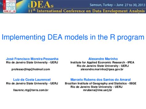 Pdf Implementing Dea Models In The R Program