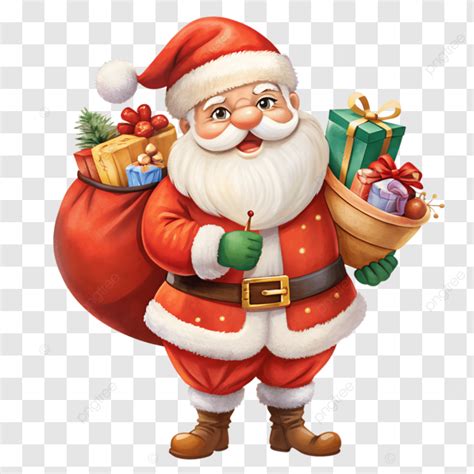 선물과 가방을 들고 웃는 산타클로스 크리스마스 클립 아트 그림 크리스마스 산타클로스 만화 산타 클로스 산타클로스 Png 일러스트 및 이미지 에 대한 무료 다운로드